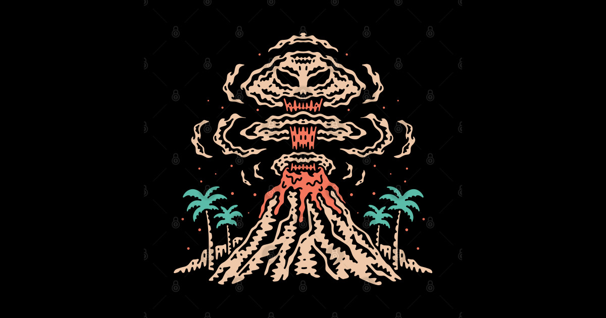 Volcano Skull Explosion - Volcano Skull Explosion - Sticker | TeePublic