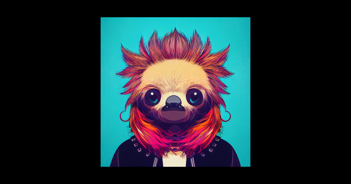 Sloth dressed as a punk rocker - Sloth - Sticker | TeePublic