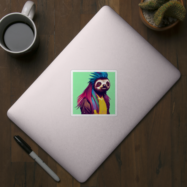Sloth dressed as a punk rocker - Sloth - Sticker | TeePublic
