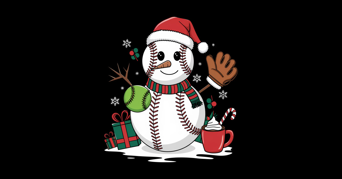 Christmas Lights Santa Snowman Playing Softball 2024 Gift For Men Women ...