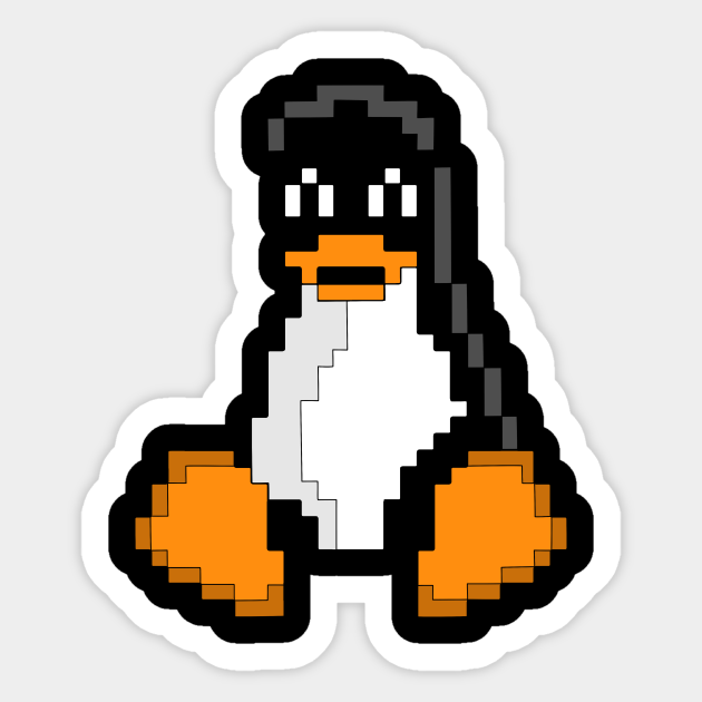Linux Tux in Pixel Art for Sysadmins and Hackers - It Nerd - Sticker ...