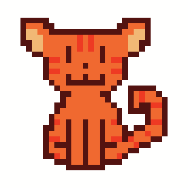 Orange Pixel Tabby Cat - Pixel Art - Pin | TeePublic