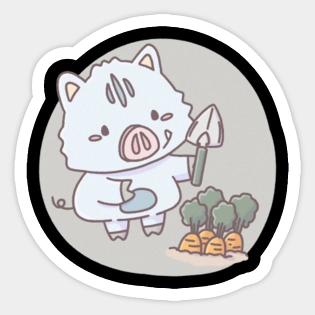 Cute Deer Planting Seeds - Gentle Cartoon - Sticker | TeePublic