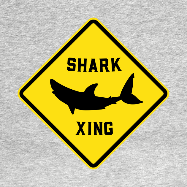 Shark Crossing Road Sign Xing Zone - Shark - T-Shirt | TeePublic