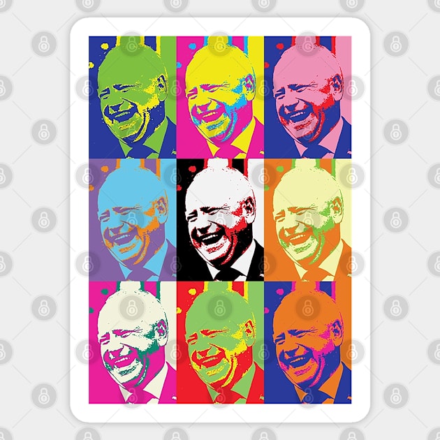 Tim Walz - Joyful Warrior Pop Art - Tim Walz - Sticker | TeePublic