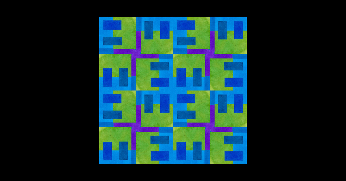 Bright Blue and Emerald Green Batik Watercolor Modern Abstract Painting ...