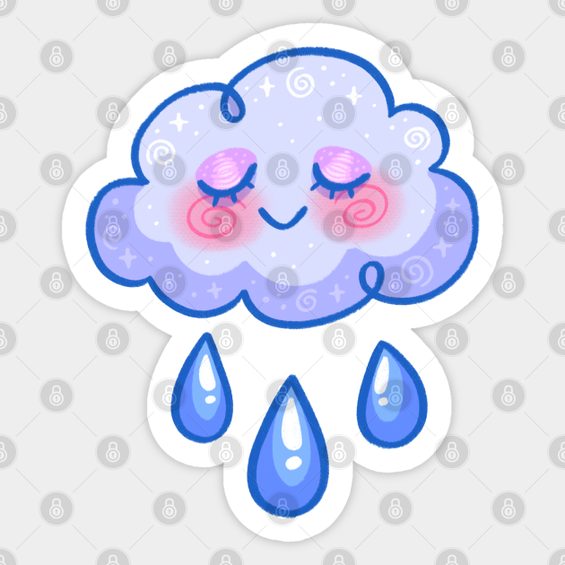 Happy Rain Cloud - Kawaii - Sticker | TeePublic