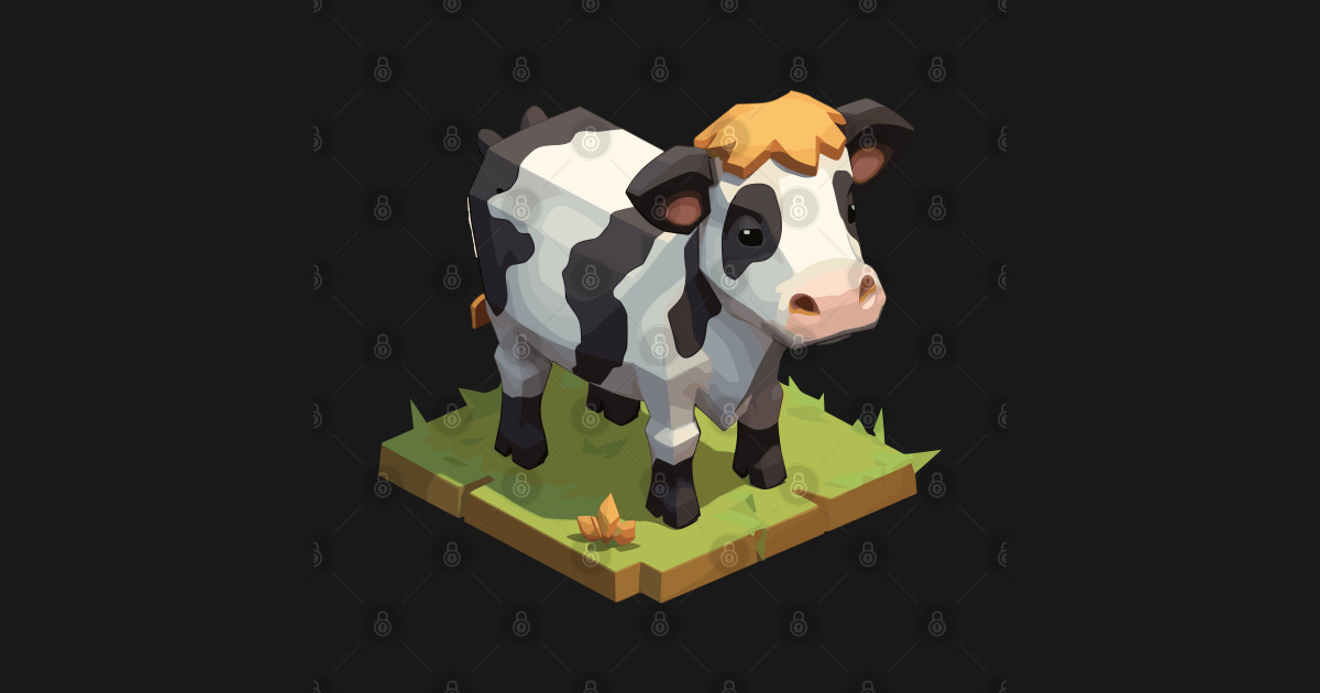 Cute Chubby Chibi Isometric Cow - Cute Chubby Chibi Isometric Cow - T ...