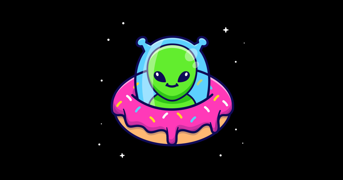 Cute Alien Riding Doughnut Ufo Cartoon - Cute Alien Riding Doughnut Ufo ...