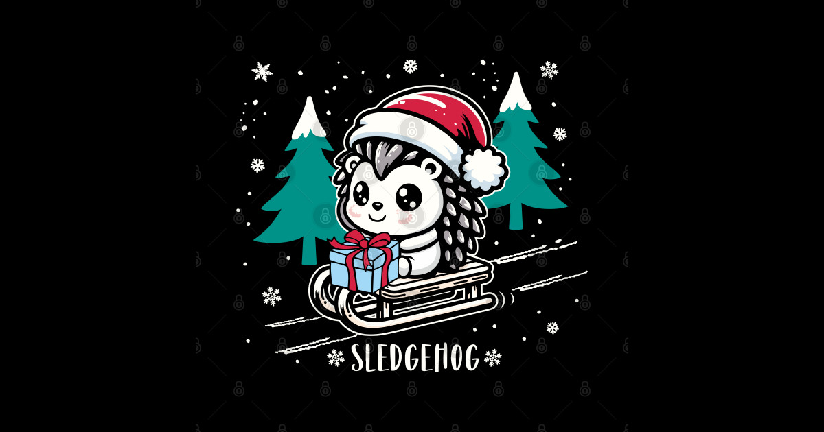 Christmas Sledgehog Funny X mas Hedgehog Lover - Christmas Hedgehog ...