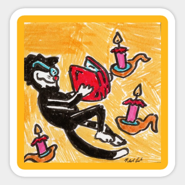 Cool Cat Reading Book - Cool Cat - Sticker | TeePublic