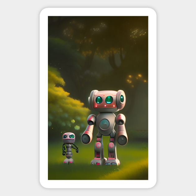 Two robot friends - Friendship - Sticker | TeePublic