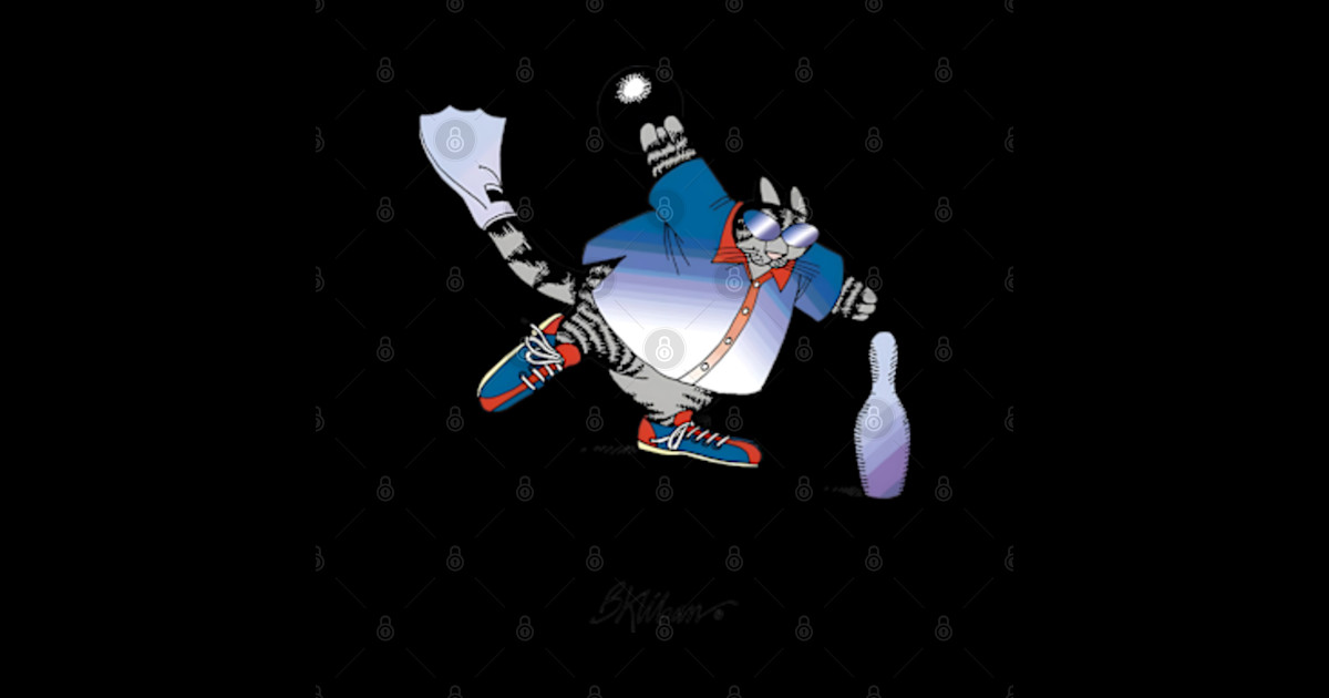 B kliban cat, bowling cat - Bowling Cat - Sticker | TeePublic