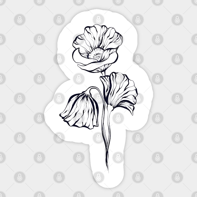 Sketch poppies - Poppy - Sticker | TeePublic