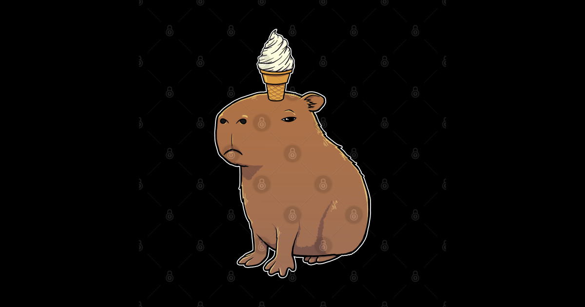 Capybara with Vanilla Ice Cream on its head - Capybaras - Magnet ...