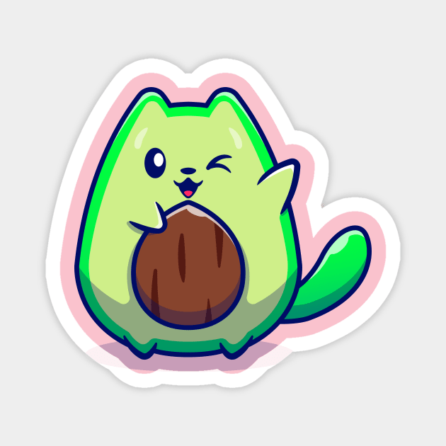 Cute Avocado Cat Cartoon - Cute Avocado Cat Cartoon - Magnet | TeePublic
