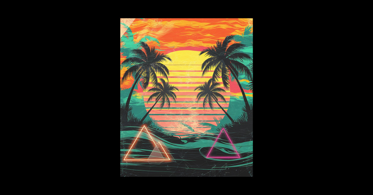 Retro Palm Trees Beach Sunset Tropical Summer - Retro Palm Trees Beach ...
