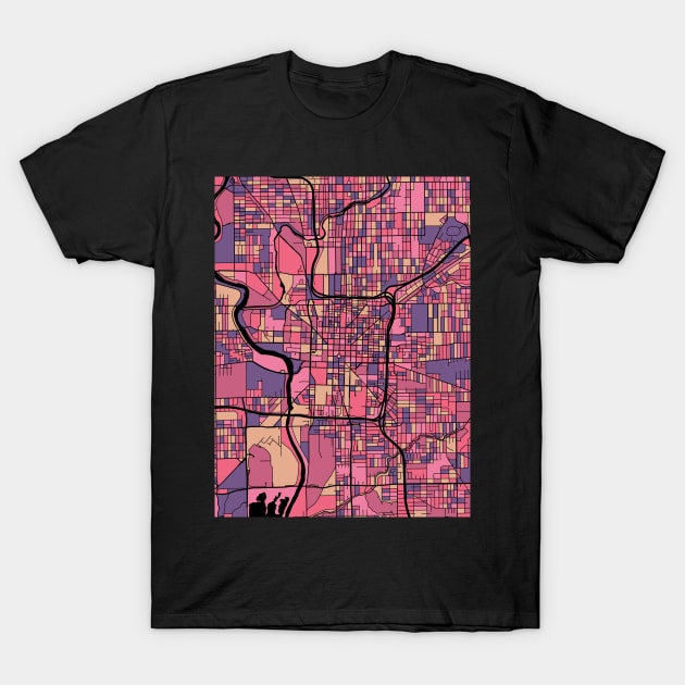 Indianapolis Map Pattern in Purple & Pink - Indianapolis Map - T-Shirt ...