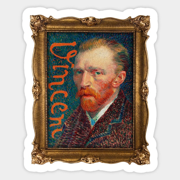 Vincent Van Gogh Self Portrait in Antique Frame - Van Gogh - Sticker ...