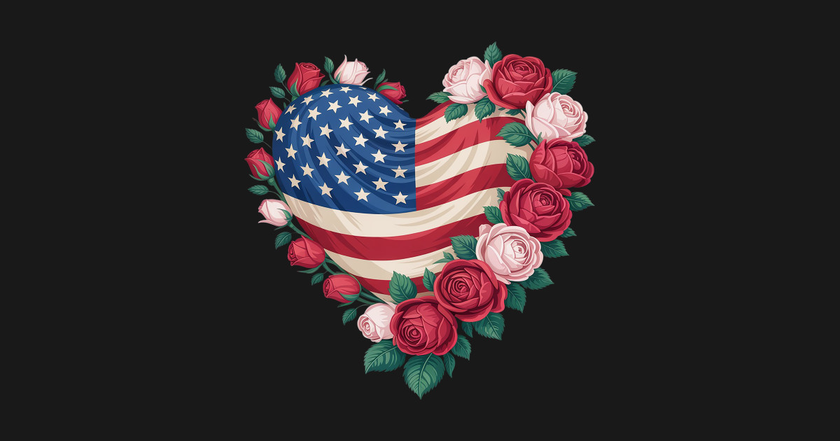 USA Flag , Heart Shaped USA Flag, American Flag - Usa Flag Heart Shaped Usa Flag Ameri - T-Shirt ...