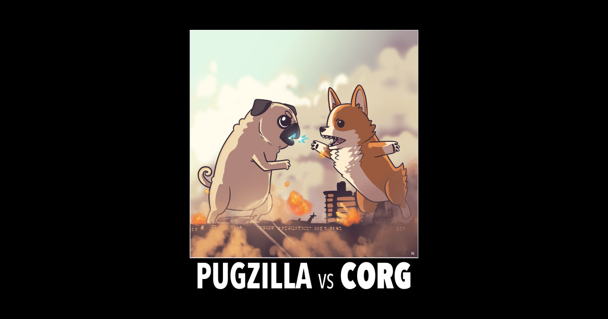 Pugzilla vs Corg - Godzilla - Hoodie | TeePublic