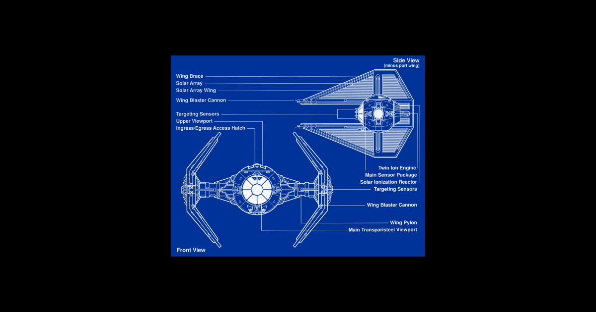 Imperial Interceptor Blueprint - Starship - Sticker | TeePublic
