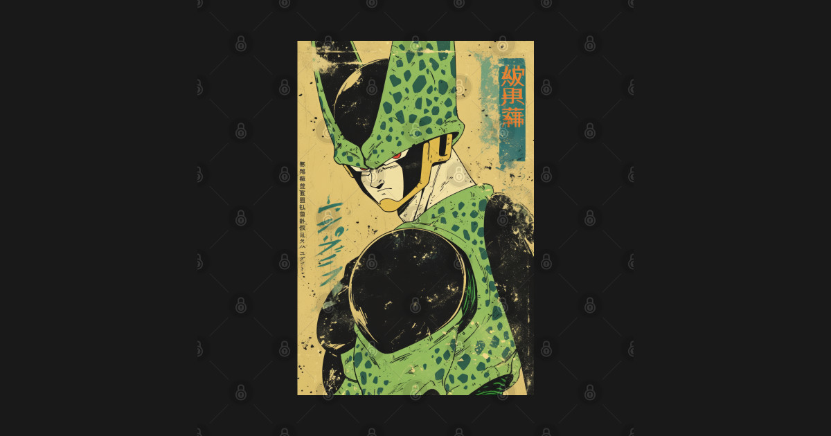 Vintage Perfect Cell Kanji Poster - Perfect Cell - T-Shirt | TeePublic