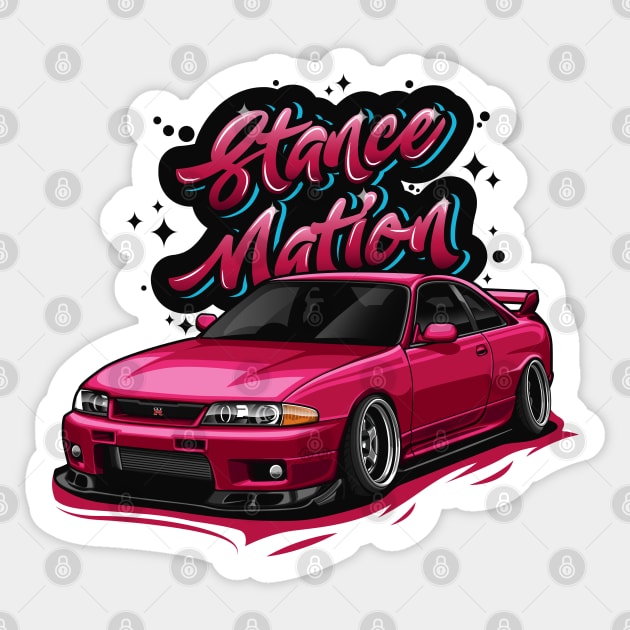 Skyline GTR R33 (Maroon) - Skyline Gtr R33 Automotive - Sticker | TeePublic
