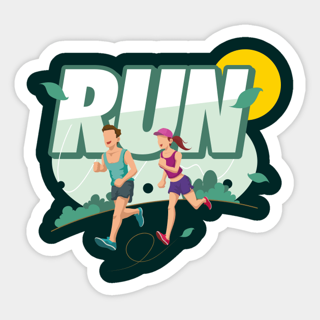RUN AND FUN - Run - Sticker | TeePublic