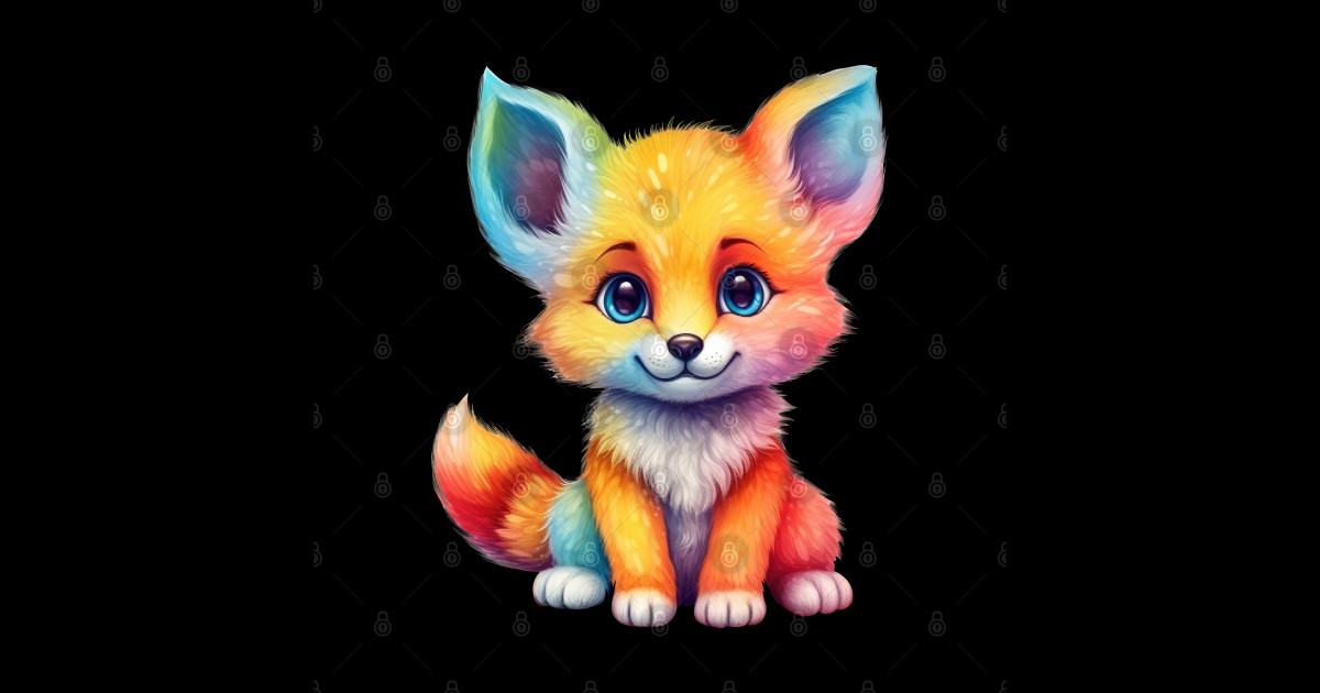 Rainbow Baby Fox - Fox - Sticker | TeePublic