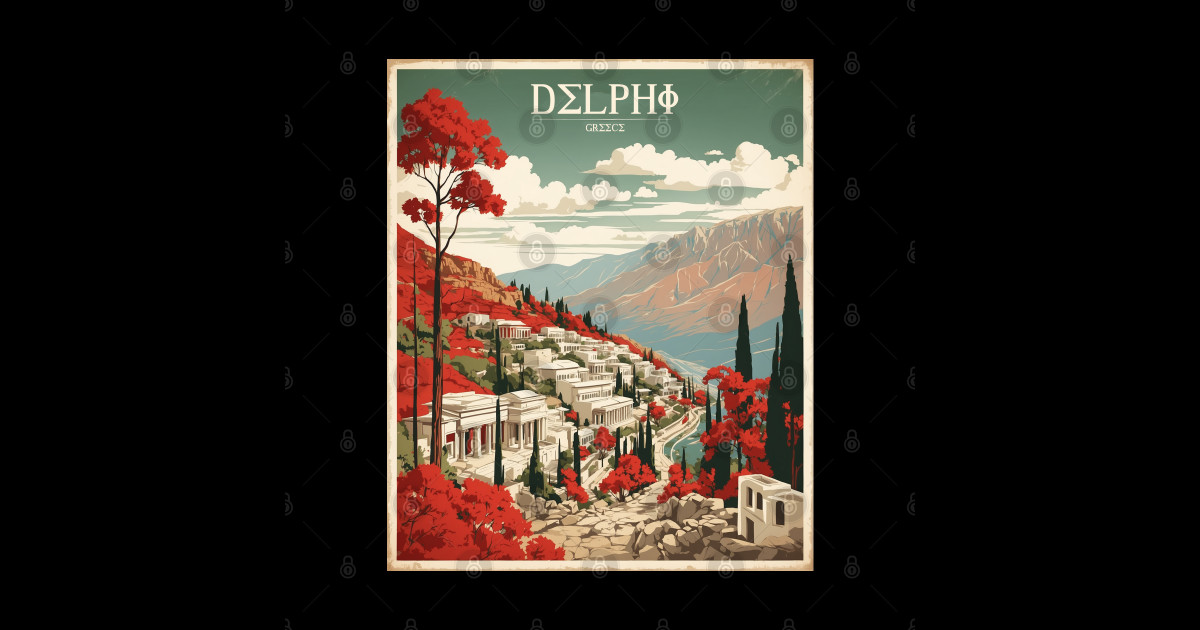 Delphi Greece Tourism Vintage Poster - Greece - Sticker | TeePublic