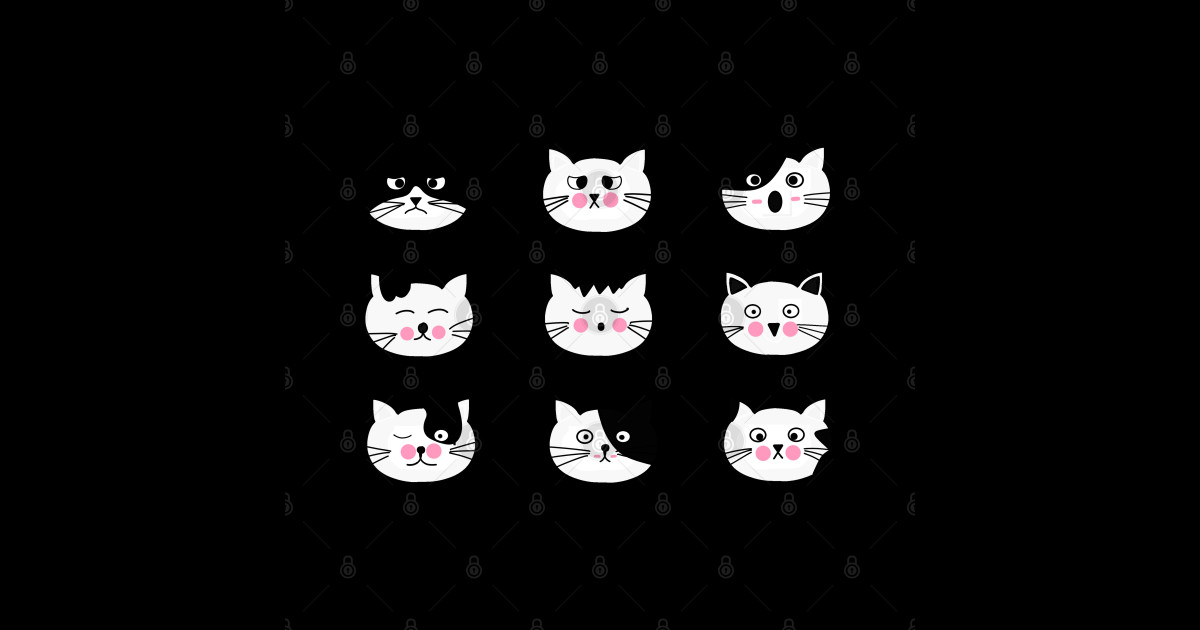 Cat Emotion Cute Cat Face Collection - Cat Face - Magnet | TeePublic