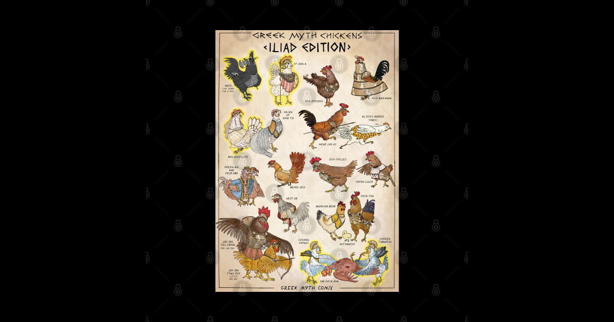 Greek Myth Chickens - COLOUR Iliad Edition - Chickens - Posters and Art ...