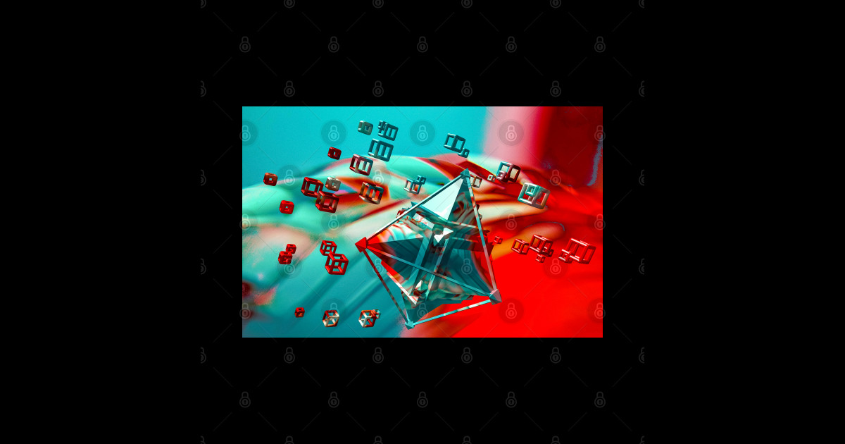 "Cubular Orbit" - 3d Abstract - Sticker | TeePublic