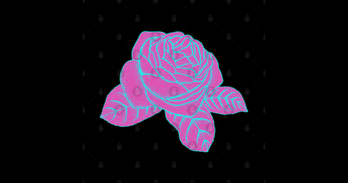 Funky neon rose - Funky Neon Rose - Sticker | TeePublic