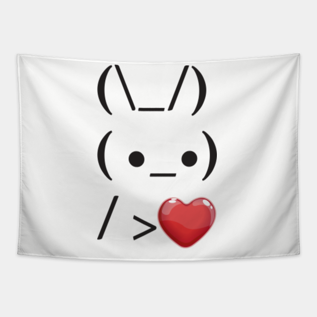 ASCII Bunny Is Holding Red Heart Rabbit Art Trend Challenge - Ascii ...