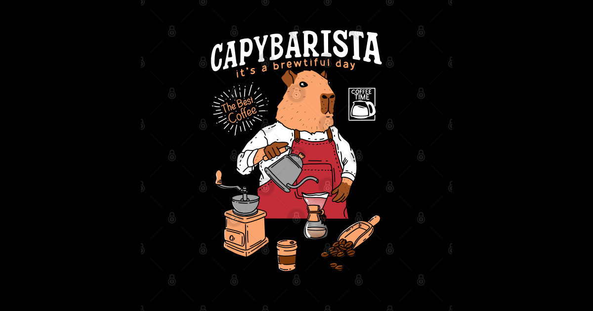 Capybara Barista - Capybara - Sticker | TeePublic