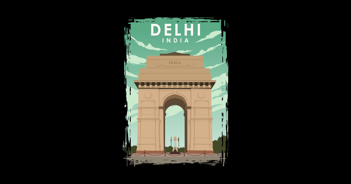 Delhi India Vintage Retro Minimal Travel Poster - Delhi - Sticker ...