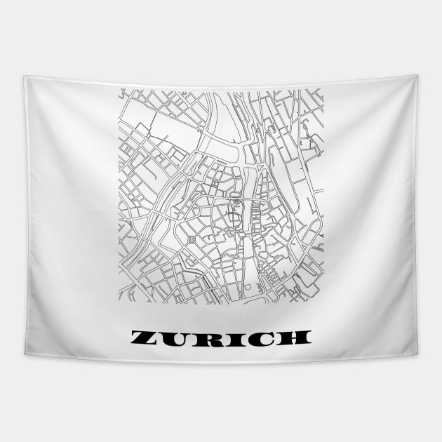 Map of Zurich, Switzerland Minimalist Line Drawing - Map Of Zurich ...