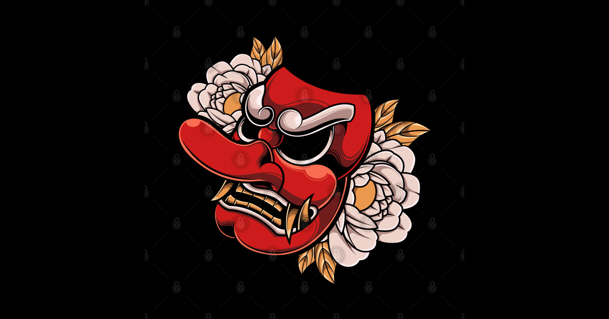 JAPANESE TENGU MASK ILLUSTRATION - Tengu - Posters and Art Prints ...