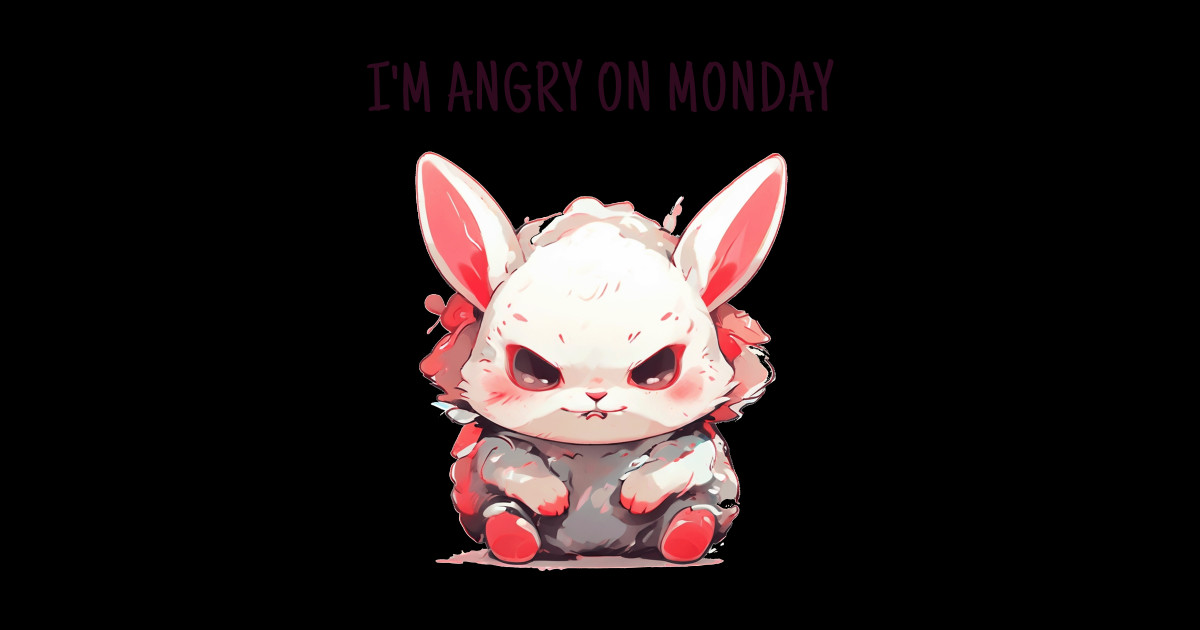 Angry monday rabbit - Angry Rabbit - Sticker | TeePublic