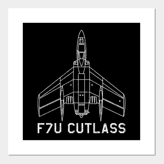 F7U Cutlass Jet Airplane Aircraft Blueprint Plane Art - F7u Cutlass ...