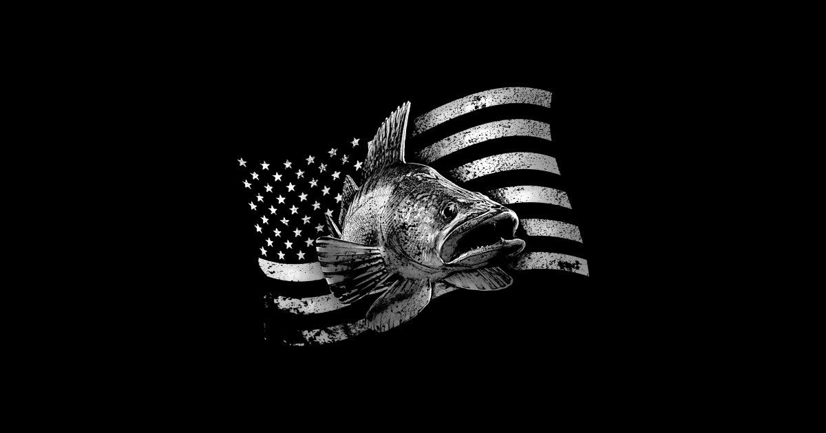 Walleye fishing vintage style USA flag - Walleye Fisherman - Sticker ...