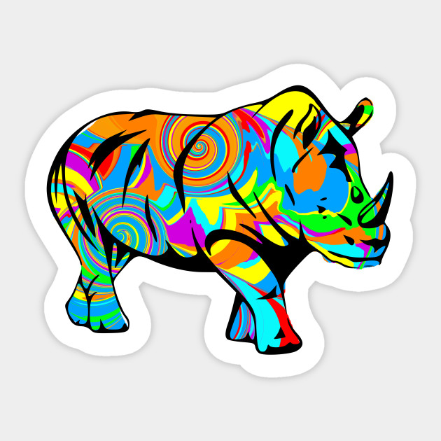 Colorful Rhino - Rhino - Sticker | TeePublic