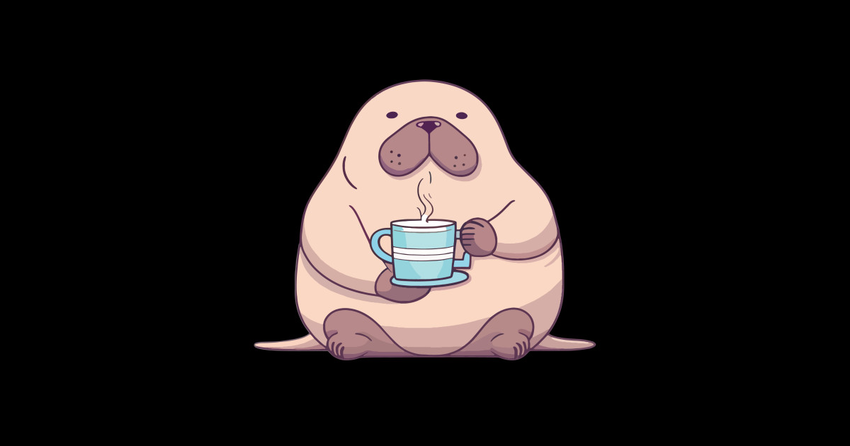 Walrus drinking coffee - Coffee - T-Shirt | TeePublic