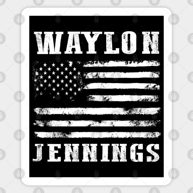 Distressed American Flag Waylon Legend - Waylon Jennings - Sticker ...