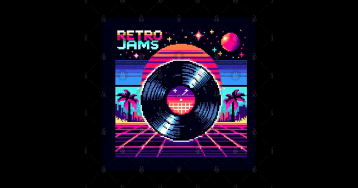 Retro Jams Retrowave 80s 8 Bit Neon Tropical DJ Turntable - Retro Jams ...