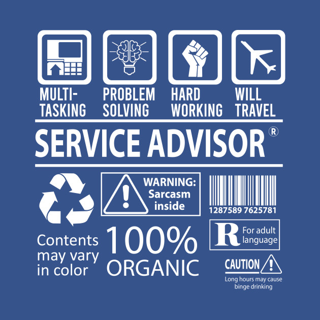 Service Advisor T Shirt - MultiTasking Certified Job Gift Item Tee ...