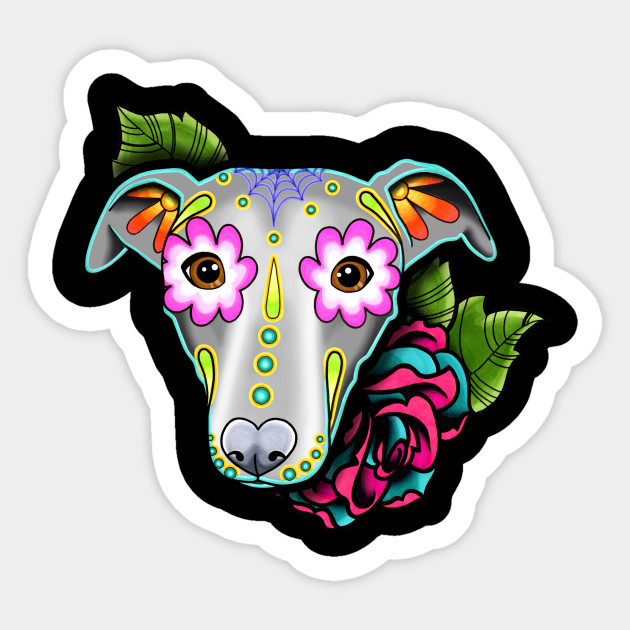 Greyhound - Whippet - Day of the Dead Sugar Skull Dog - Sugar Skull ...