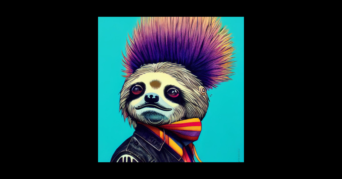 Sloth dressed as a punk rocker - Sloth - Sticker | TeePublic